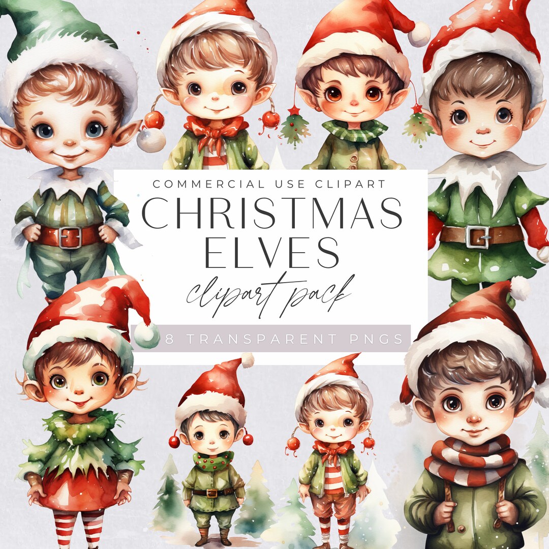 Printable Christmas Elves Clipart Instant Download, Santas Elf Clipart ...
