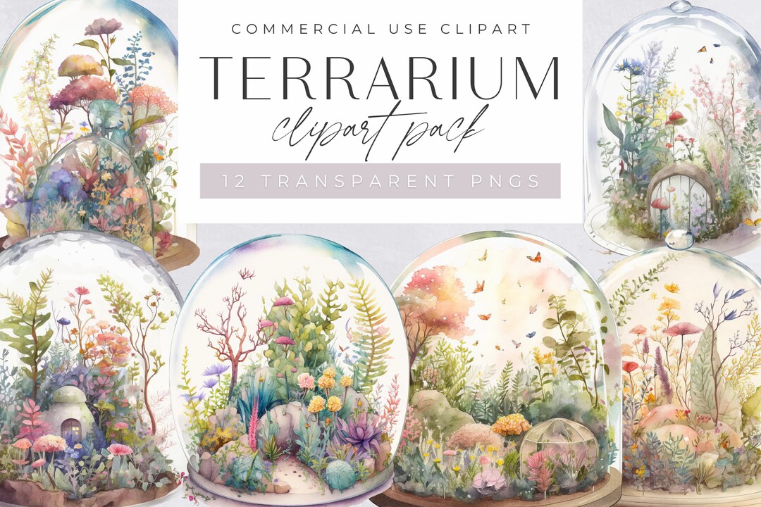Terrarium Clipart, Fairy House Clip Art, Jar Garden Art, Garden Snow ...