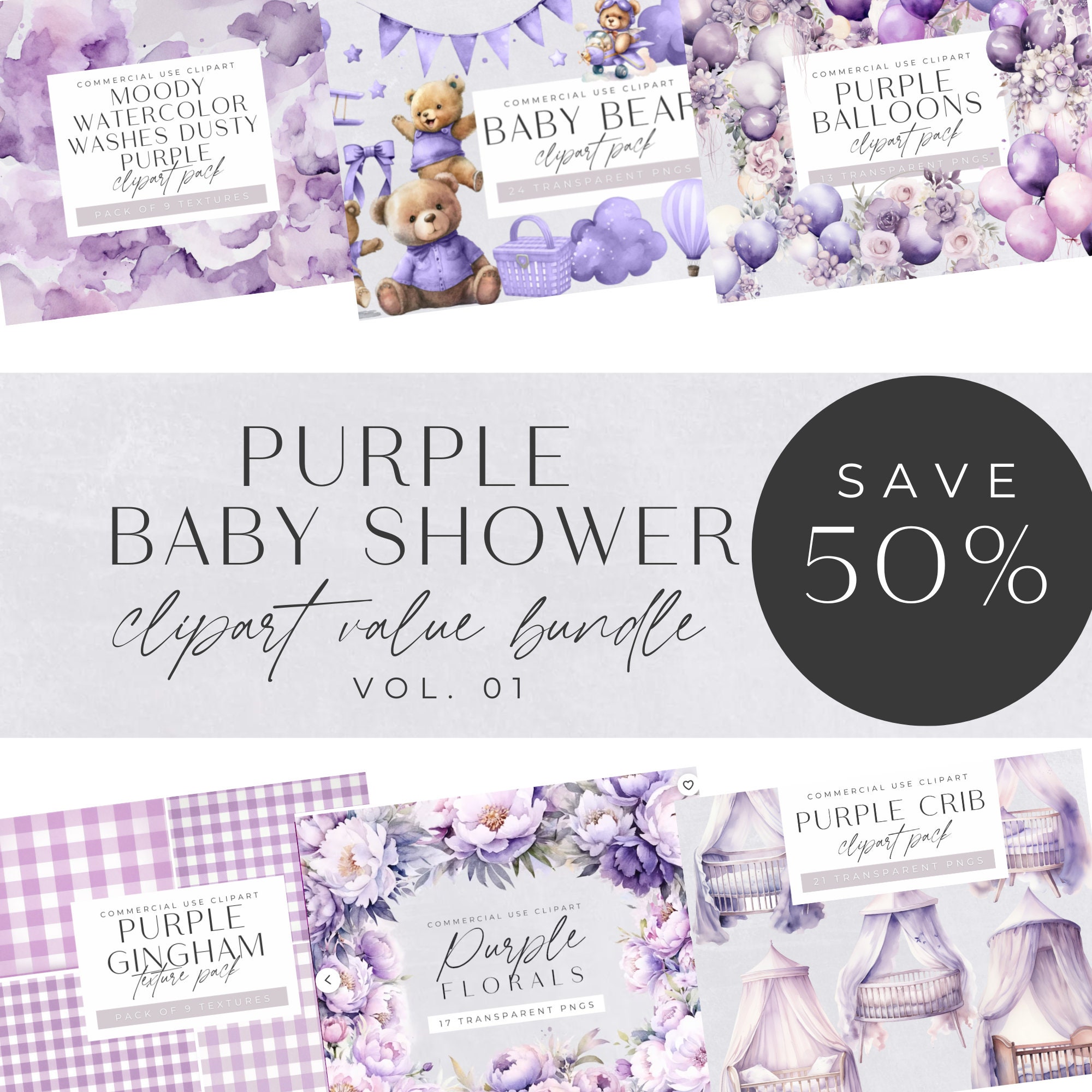 Purple Baby Shower Clip Art