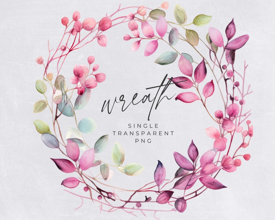 Clipart Watercolor Wreath, SINGLE IMAGE, Pink Floral Wreaths, Wild ...