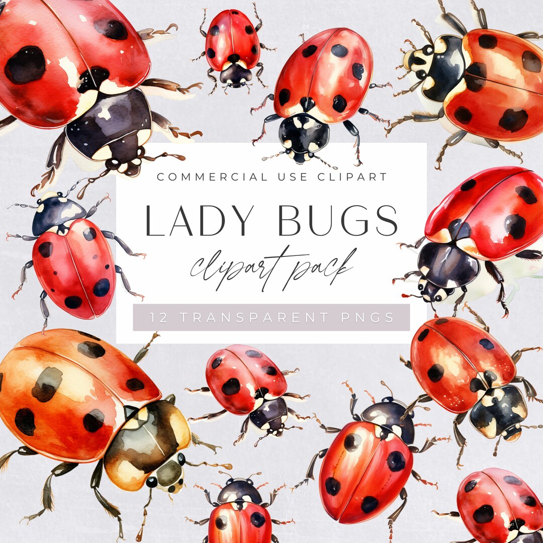 Printable Ladybugs Clipart, Watercolour Insects and Creatures, Birthday ...