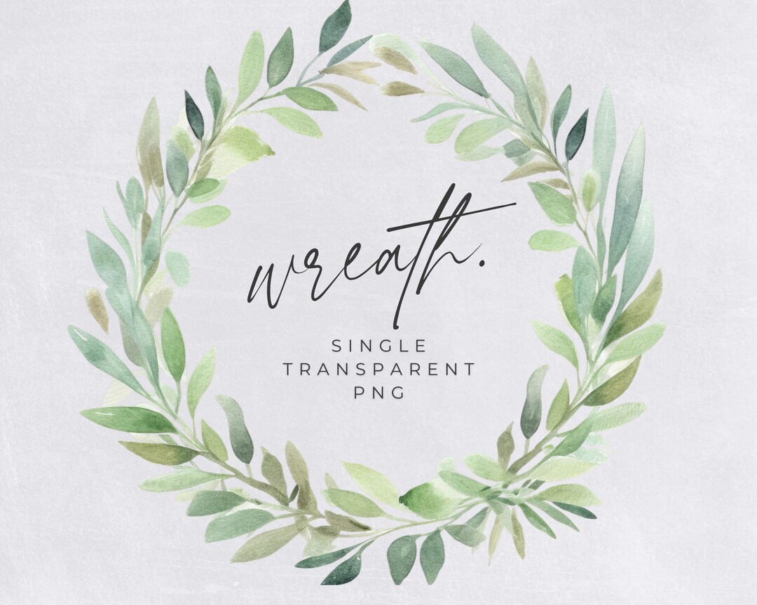 Clipart Watercolor Wreath, SINGLE IMAGE, Greenery Wreaths, Green Leaves ...