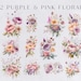 Purple and Pink Floral Clipart Pack, Lilac & Orange Watercolor Bouquet ...