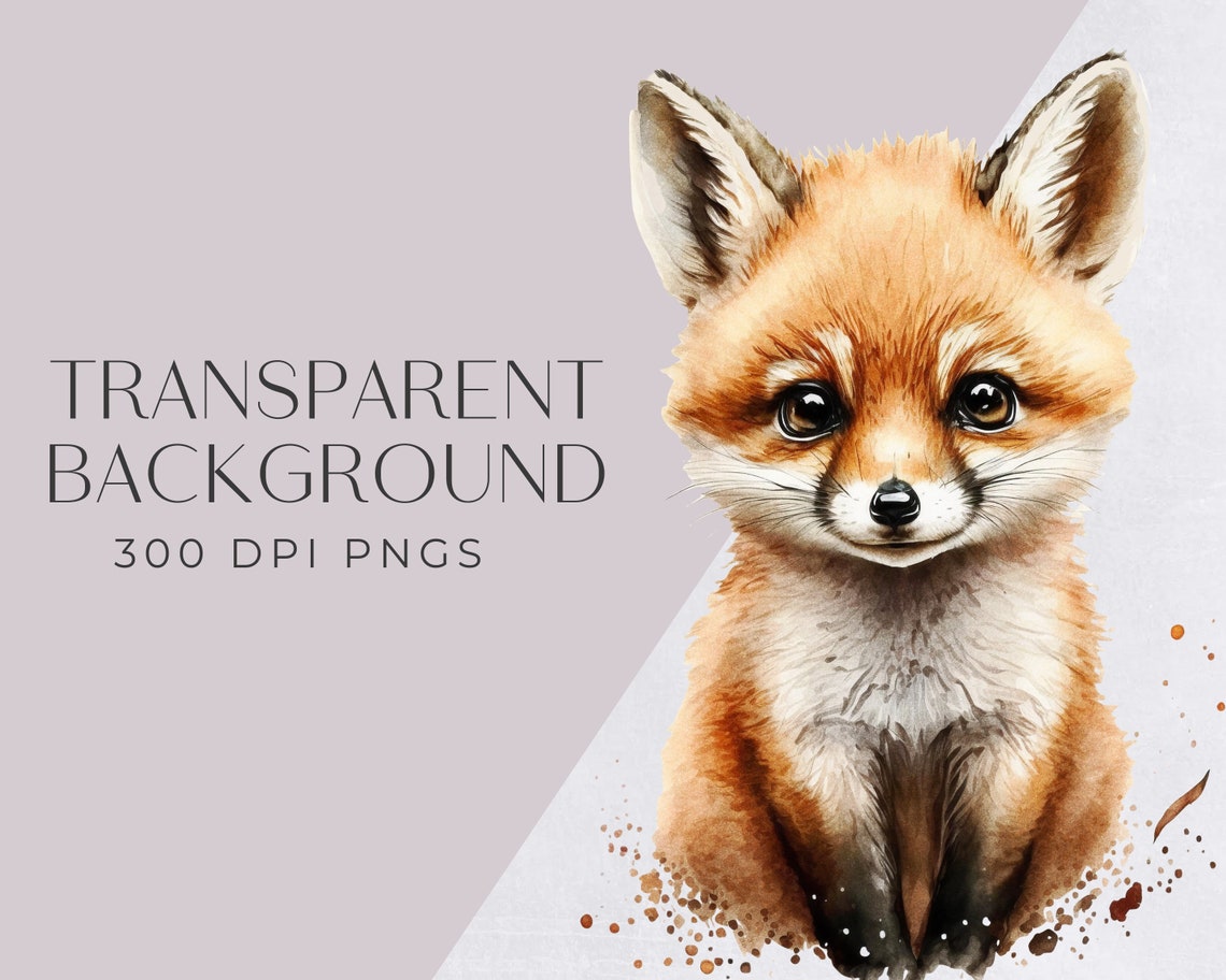 Watercolor Baby Woodland Animals Clipart Pack, Clipart for Commercial ...