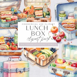 Lunch Box Clipart, Back to School Graphics, Health Food Lunches, Kids ...