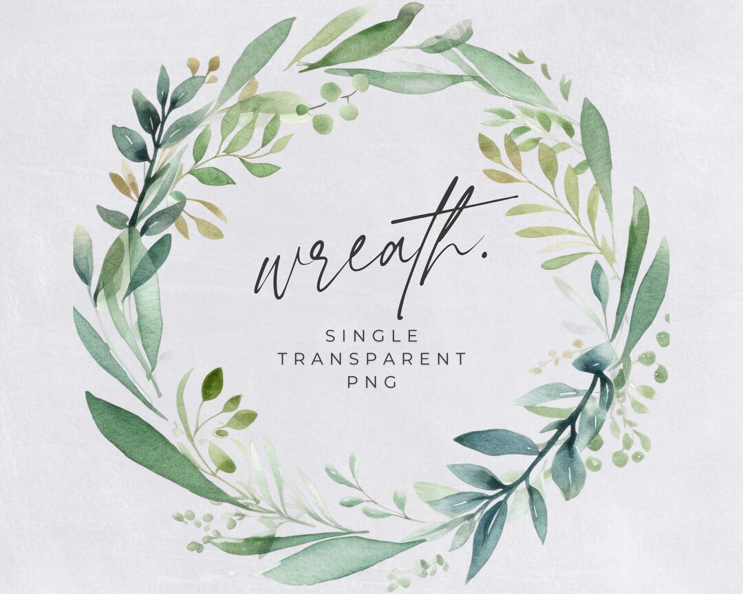 Clipart Watercolor Wreath, SINGLE IMAGE, Greenery Wreaths, Green Leaves ...