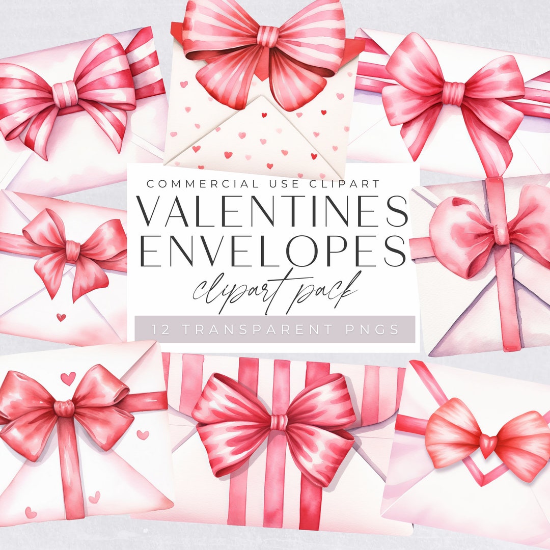 Valentines Envelope Clipart, Mail Graphics, Watercolor Love Letters ...