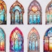 Stained Glass Windows Clipart, Colourful Vintage Window With Flowers ...