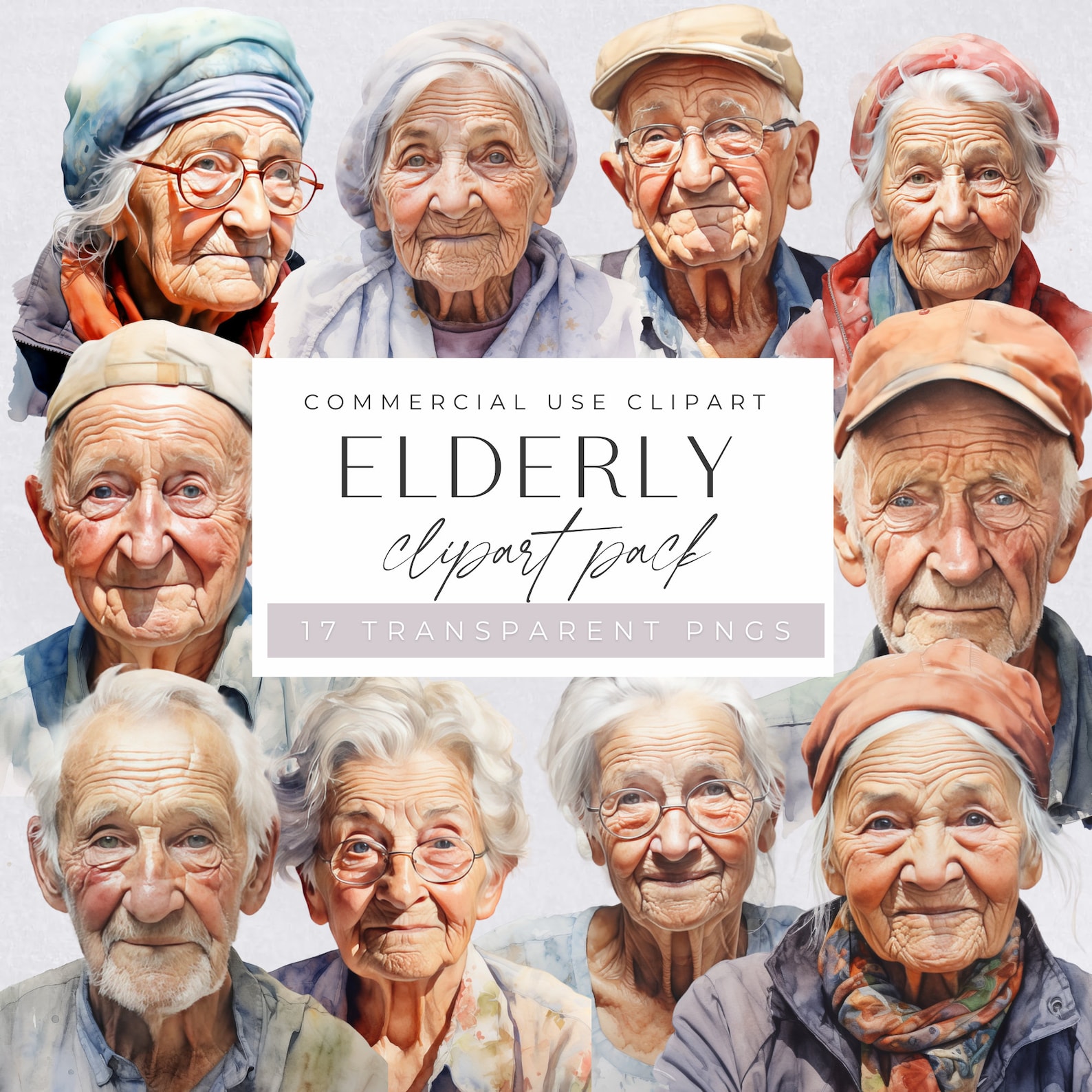 Elderly People Clipart, Old Person, Watercolor Older Women Clip Art ...