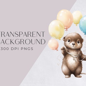 Otter Clipart, Kawaii Otters, Sea Creatures, Watercolor Illustrations ...