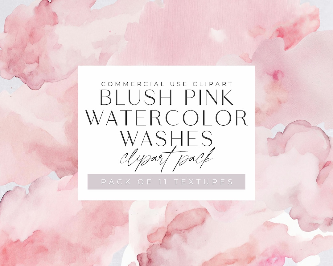 Blush Pink Watercolor Washes Clipart, Pastel Texture Backgrounds for ...