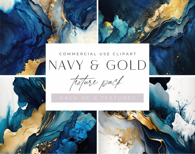 Navy Blue and Gold Border Clipart, Alcohol Ink Textures, Colorful Deep ...