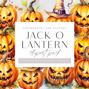 Jack O Lantern Clipart , Orange Watercolor Halloween Pumpkin Faces ...