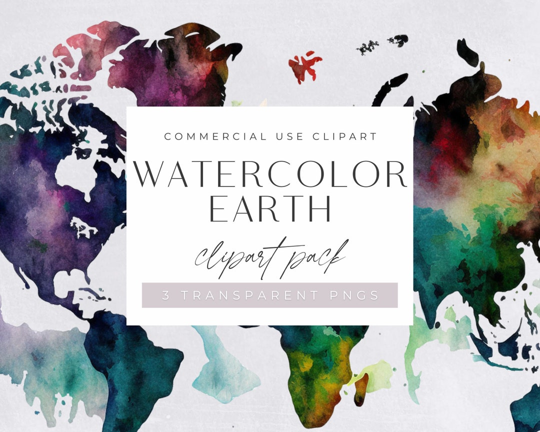Earth Day Watercolor Clipart Pack, Earth Planet for Commercial Use ...