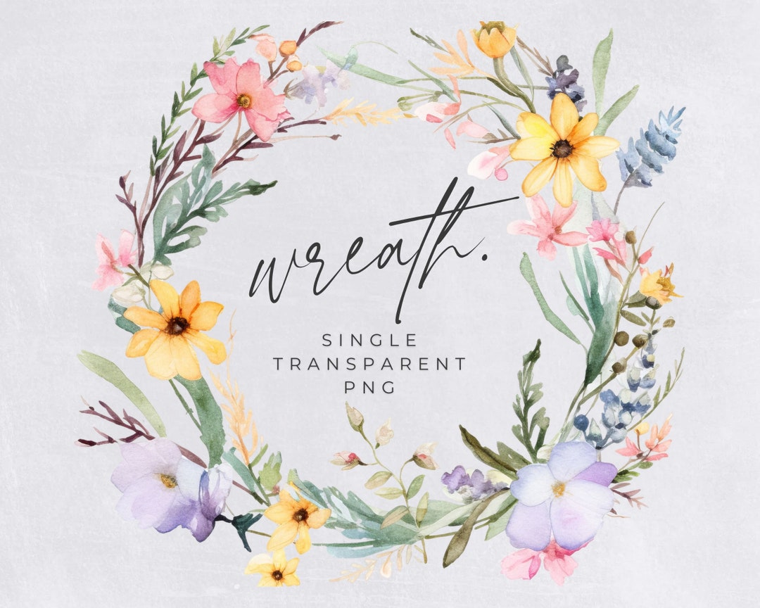Clipart Watercolor Wreath, SINGLE IMAGE, Floral Wreaths, Wild Flower ...