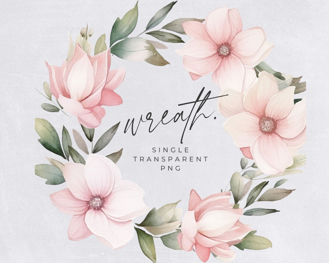 Clipart Watercolor Wreath SINGLE IMAGE Pink Floral Wreaths - Etsy