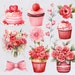 Valentines Treats Clipart, Watercolor Valentines Day Cake and Sweets ...