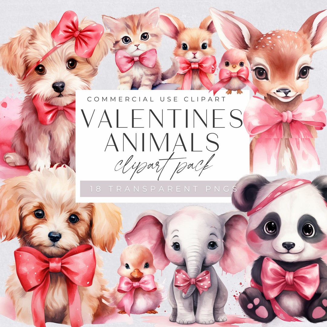 Valentines Animal Clipart Winter, Cute Baby Woodland Creatures Graphics ...