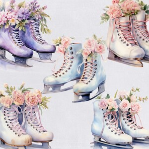 Floral Ice Skates Clipart, Winter Sports Clip Art, Figure Skating ...