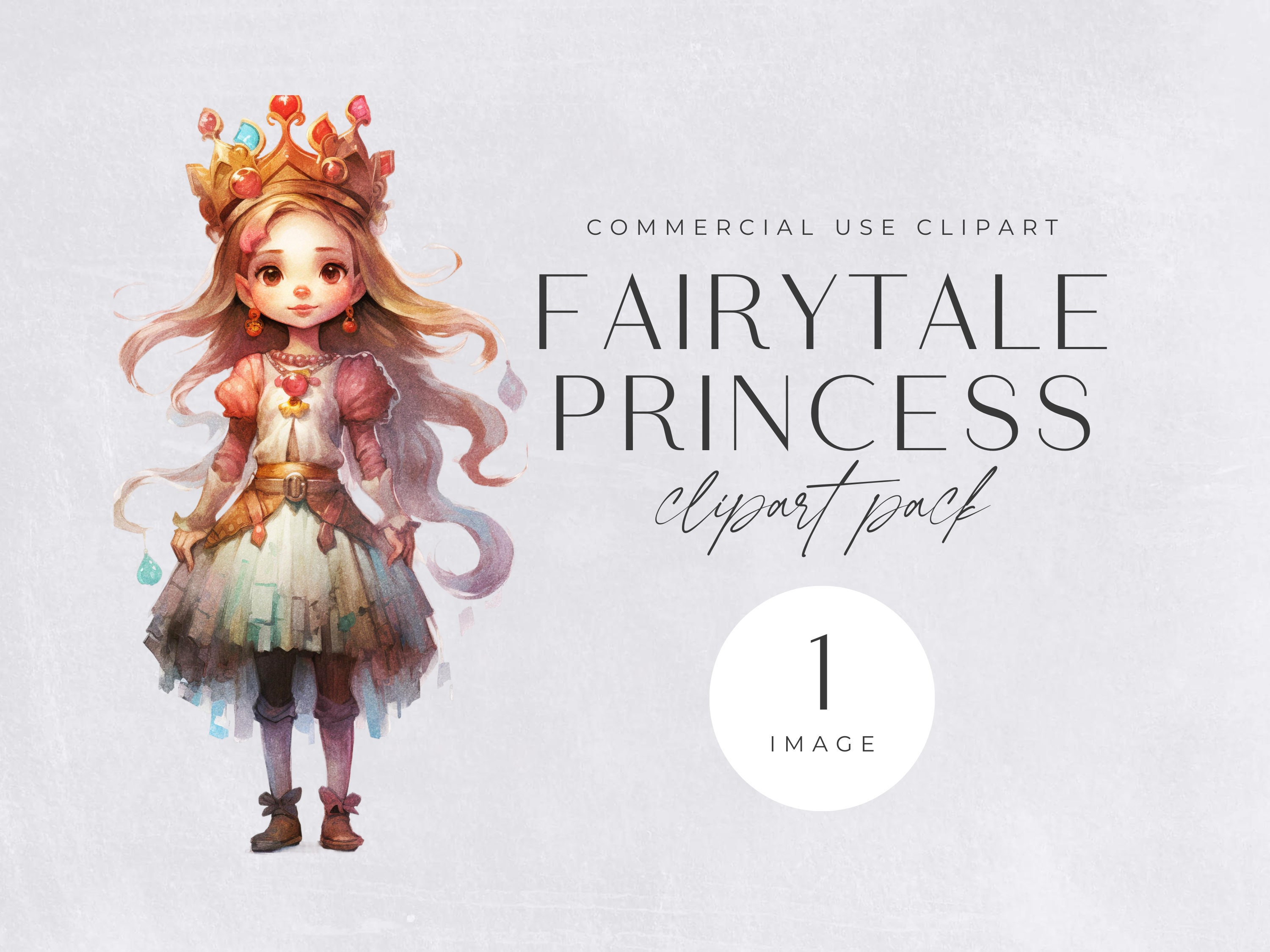 Fairytale Princess Clipart | SINGLE IMAGE | Commercial License, Magical ...