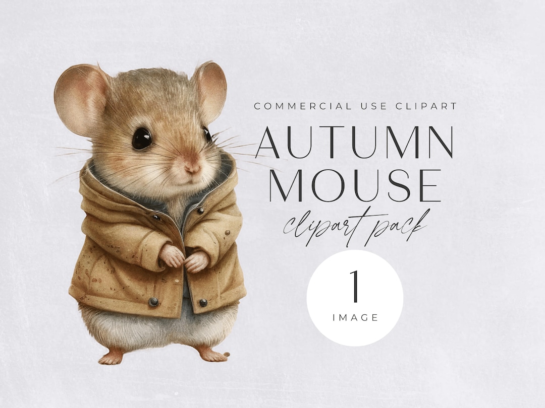 Autumn Mouse Clipart Watercolor | SINGLE IMAGE | Commercial License ...