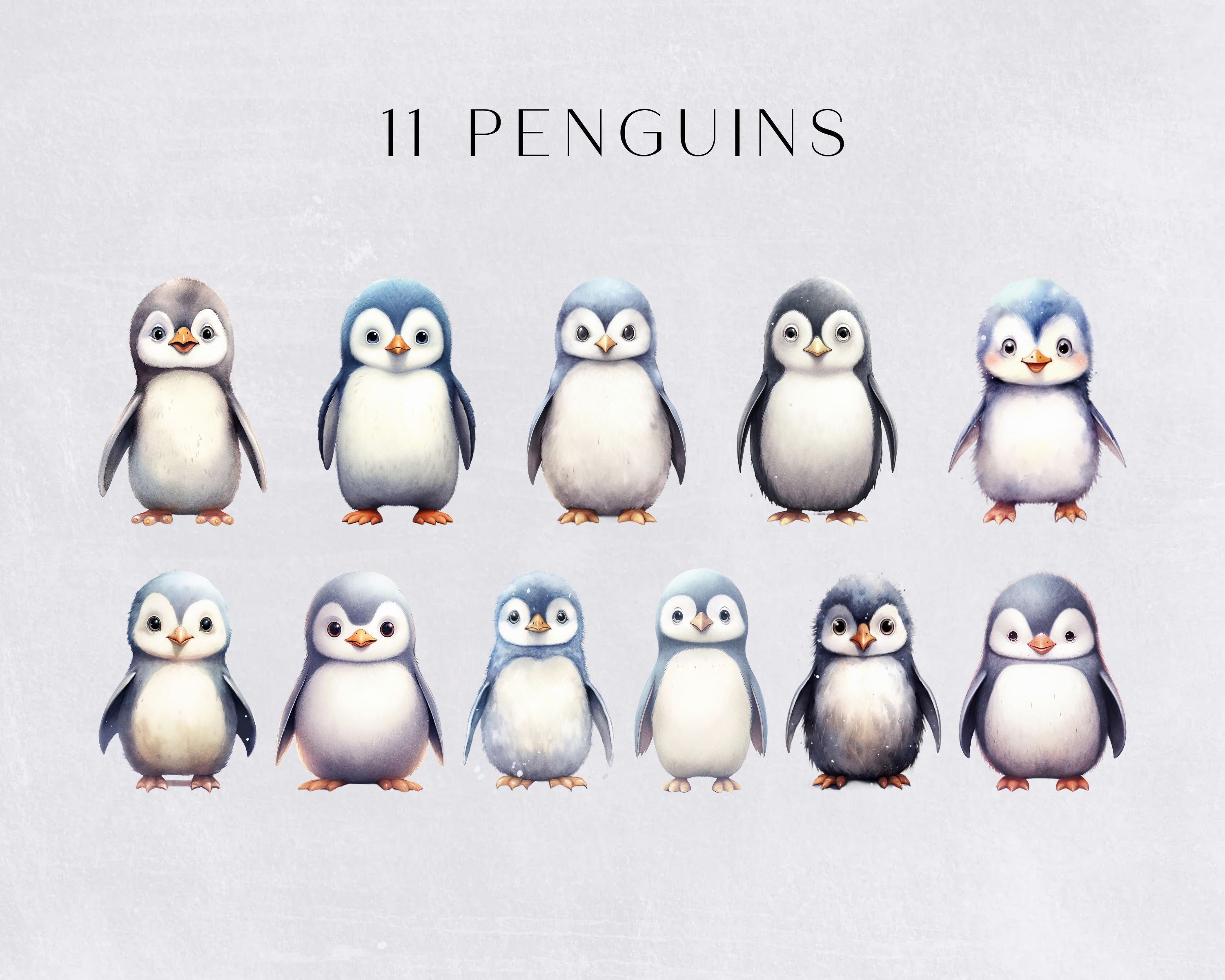 Penguin Clipart, Cute Watercolor Penguins for Nursery or Crafting, for ...