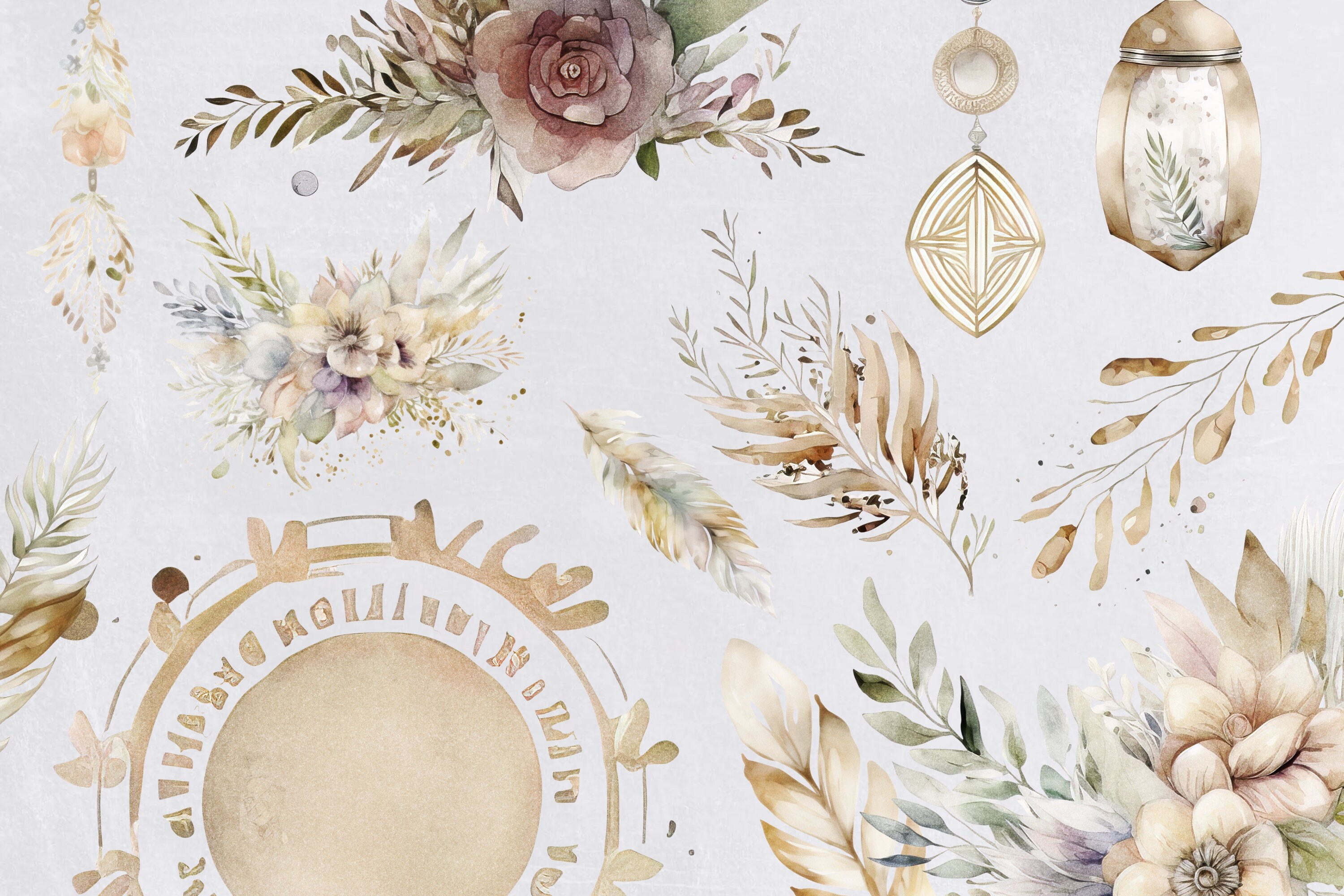 Boho Flower Clipart Pack Clipart for Commercial Use Neutral - Etsy UK