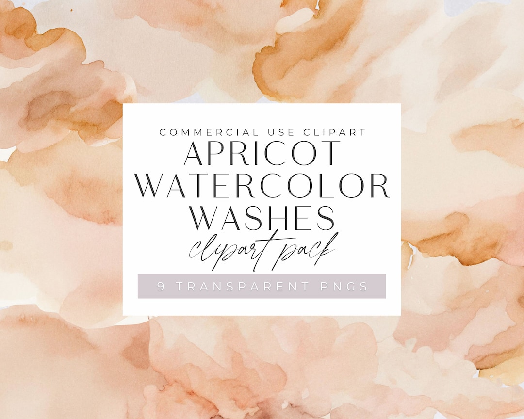 Apricot Watercolor Washes Clipart, Orange Texture Backgrounds for ...