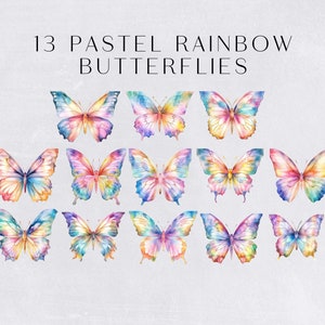 Pastel Rainbow Butterflies Clipart Pack, Transparent Png Clipart ...