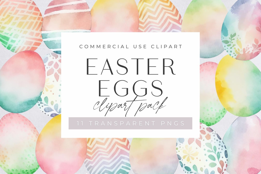 Watercolor Easter Eggs Clipart, Clipart for Commercial Use, Transparent ...
