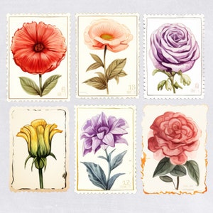 Post Stamp Png, Floral Postage Stamps Clipart, Mail Clip Art, Flower ...