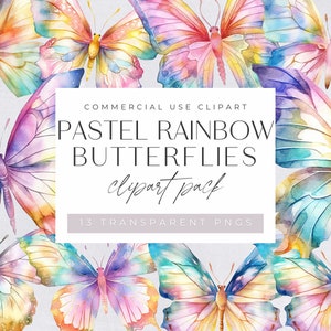 Pastel Rainbow Butterflies Clipart Pack, Transparent Png Clipart ...