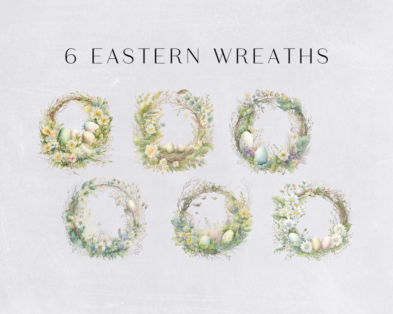 Easter Wreaths Clipart Pack, Watercolour Clipart for Commercial Use ...
