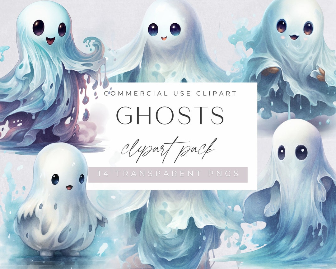Watercolor Halloween Ghosts Clipart, Cute Halloween Clip Art, Trick O ...