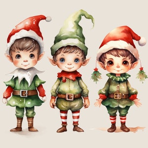 Printable Christmas Elves Clipart Instant Download, Santas Elf Clipart ...