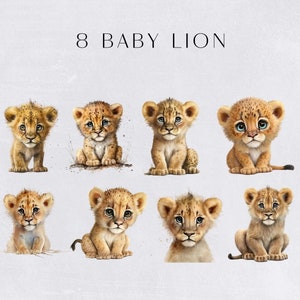 Baby Lion Watercolor Clipart, Cute Clip Art for Commercial Use ...