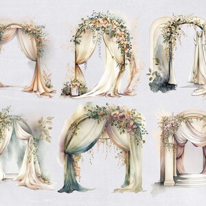 Classic Wedding Arches Clipart, Bride & Groom, Wedding Day Invitations ...