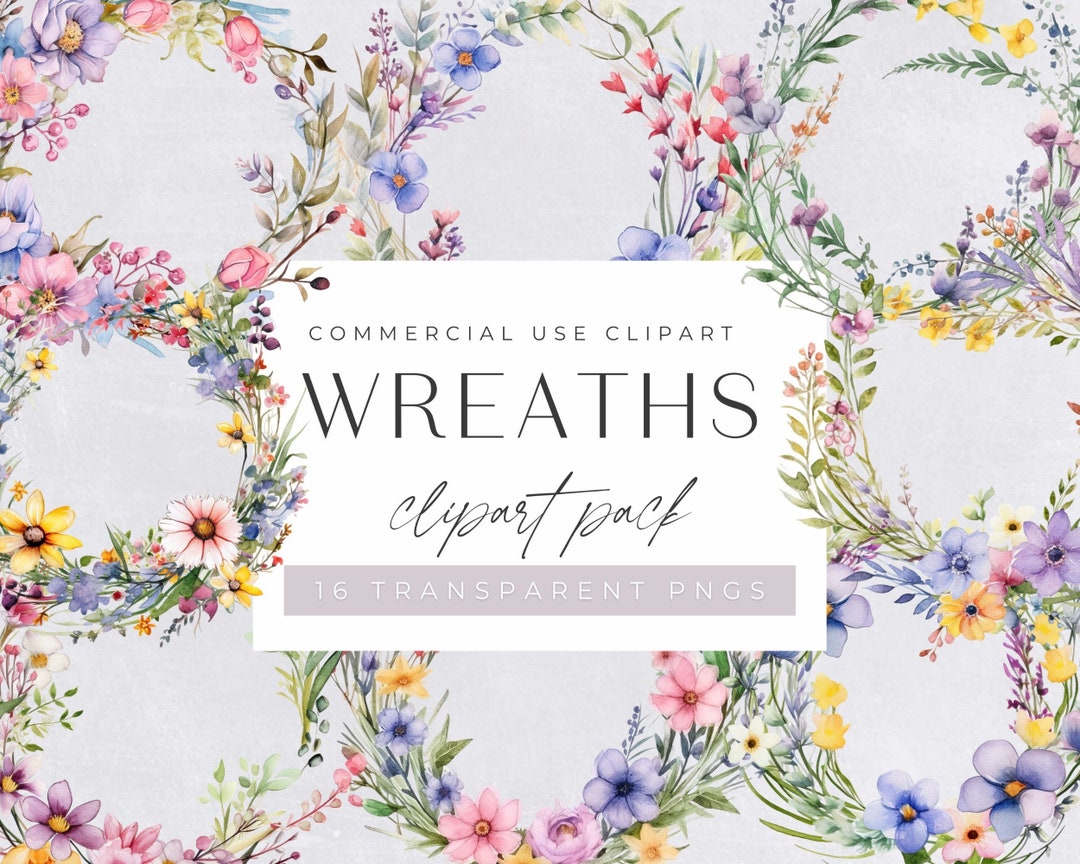 Clipart Watercolor Wreath Bundle, Floral Wreaths, Wild Flower Wreaths ...