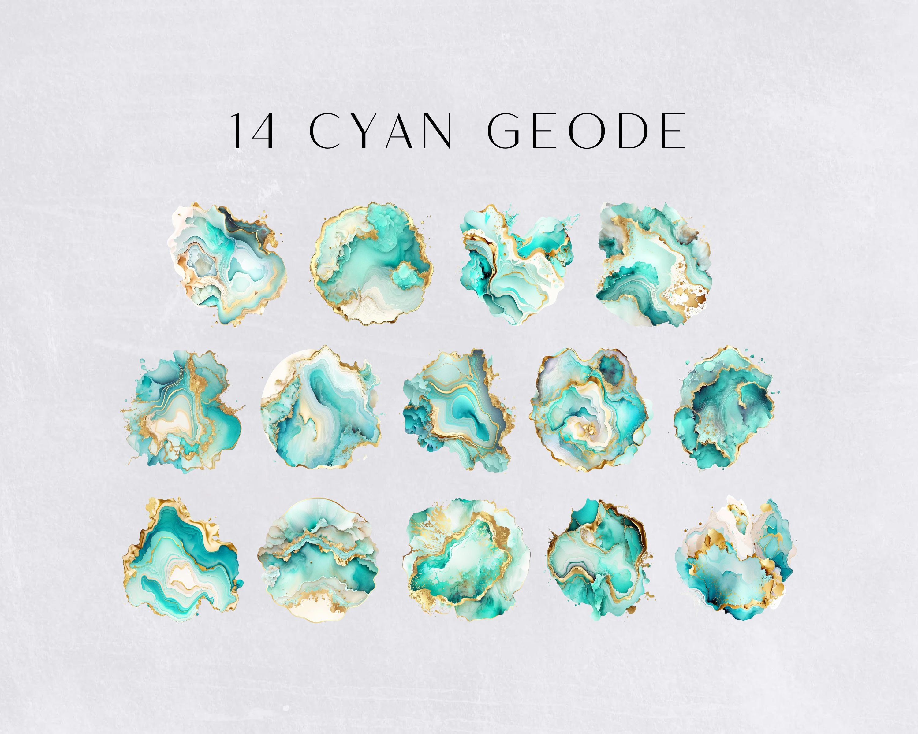 Cyan and Gold Alcohol Ink Png Clipart, Geode Transparent, Green and ...