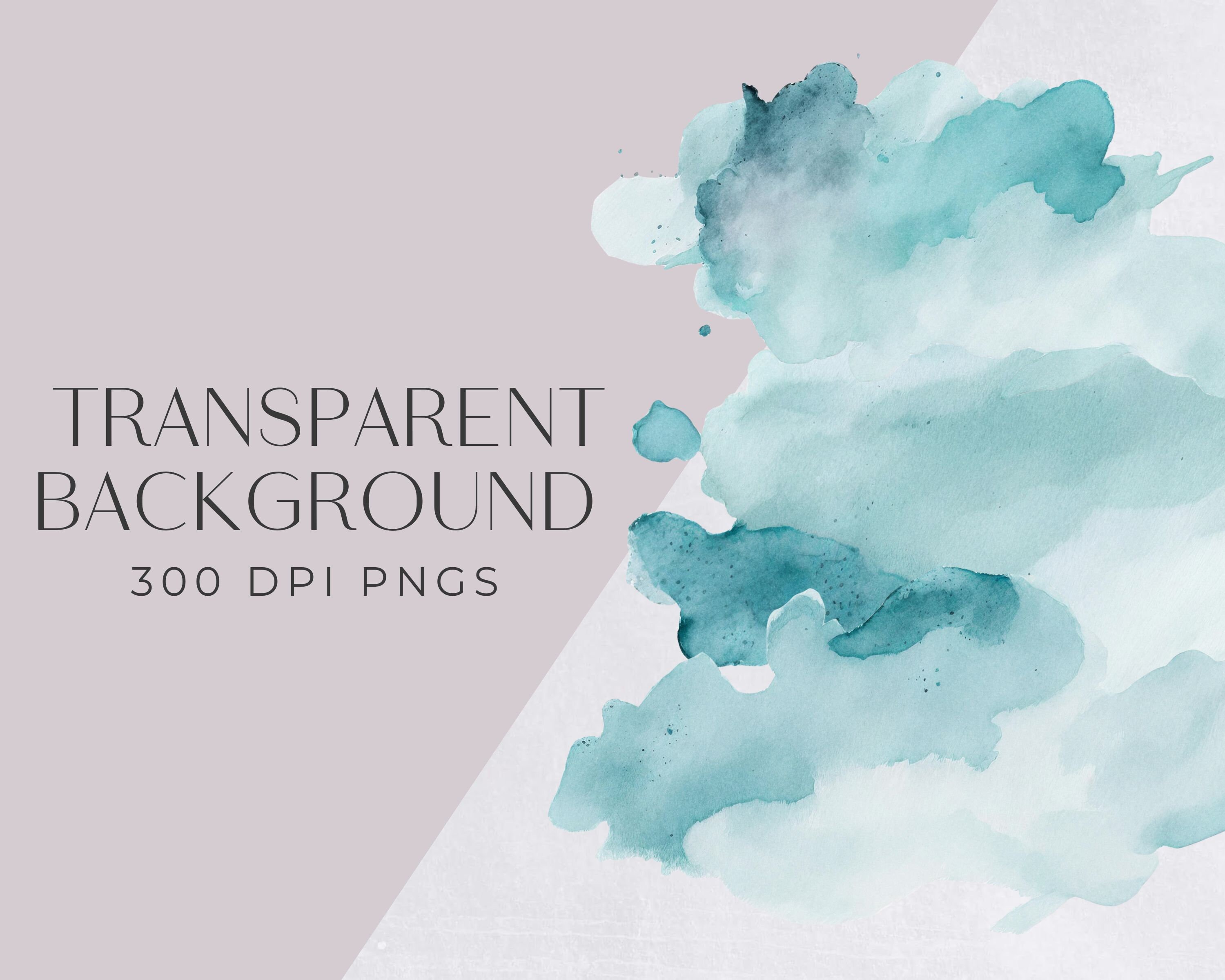 Teal Watercolor Washes Clipart, Greeny Blue Texture Backgrounds for ...