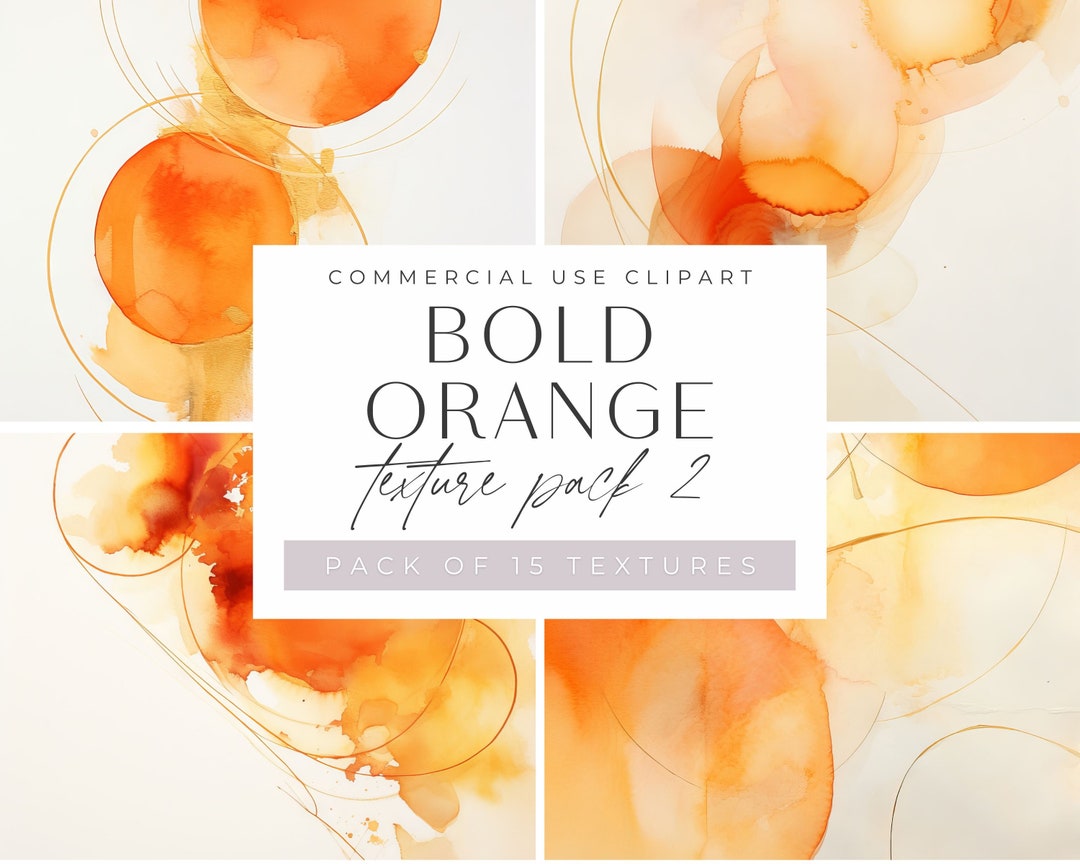 Watercolor Texture Digital Papers, JPEG, Bright and Colorful Orange ...