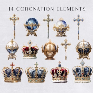 King and Queen Crowns Clipart, Gold Crown & Scepter Pngs, Royal ...