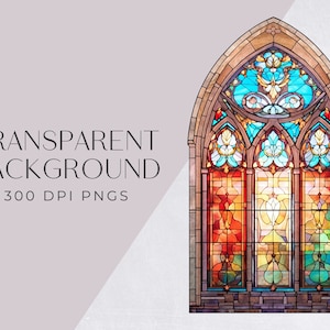 Stained Glass Windows Clipart, Colourful Vintage Window With Flowers ...
