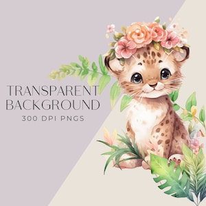 Jungle Baby Clipart for Commercial Use, Watercolor Safari Animal Babies ...