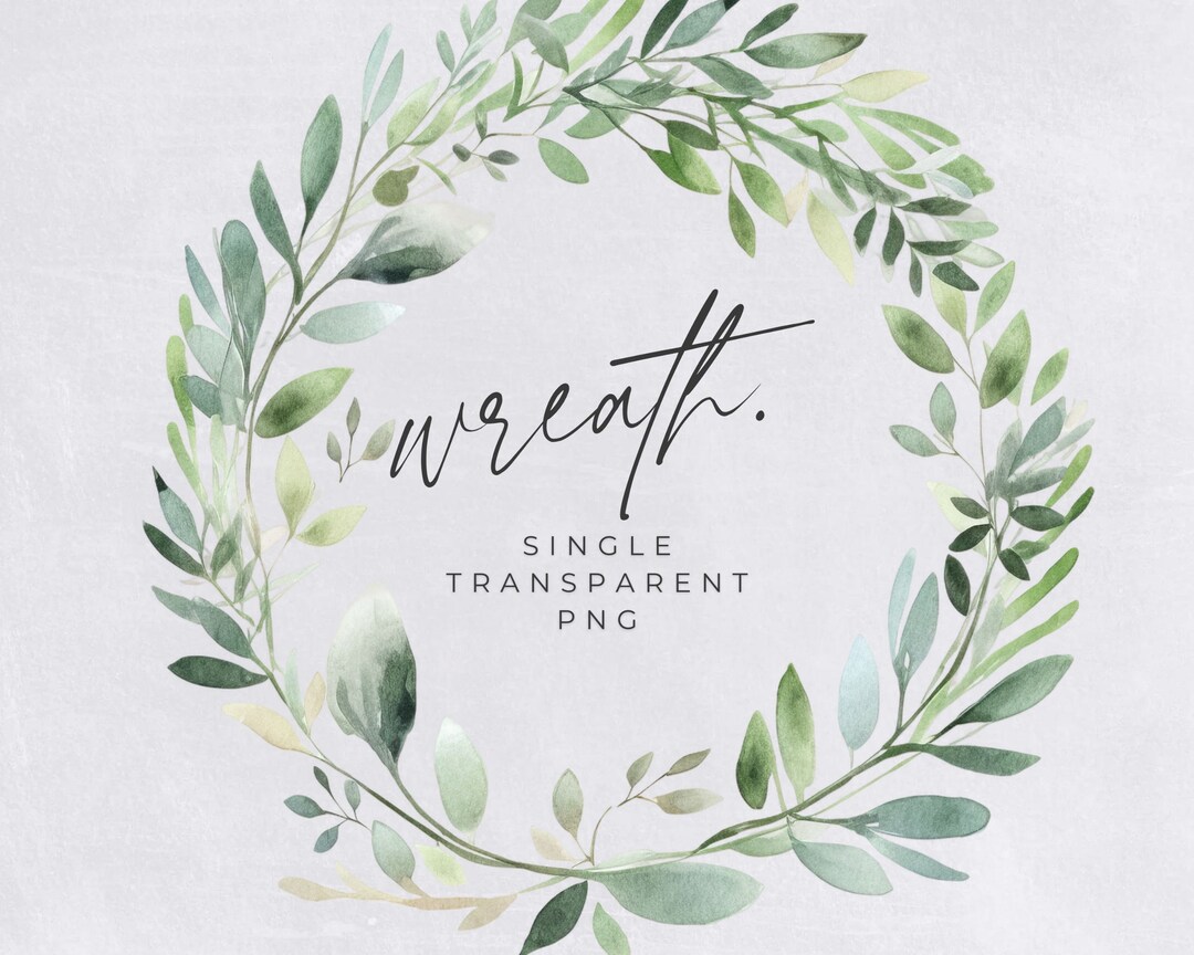 Clipart Watercolor Wreath SINGLE IMAGE Greenery Wreaths - Etsy
