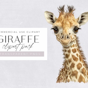 Giraffe Watercolor Clipart, Cute Clip Art for Commercial Use ...
