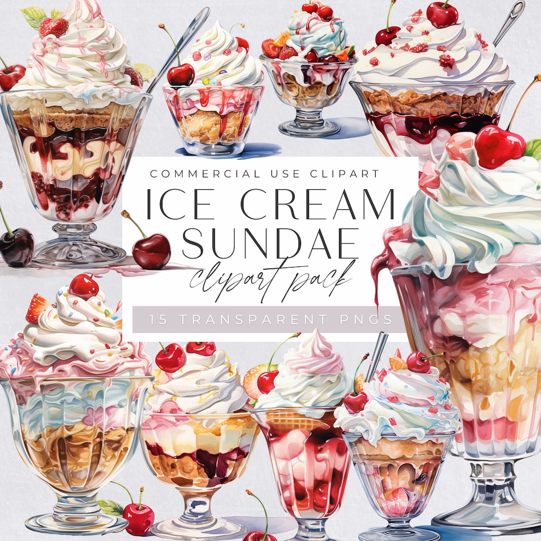 Ice Cream Sundae Clipart, Popsicle Clip Art, Cones and Sundaes Graphics ...