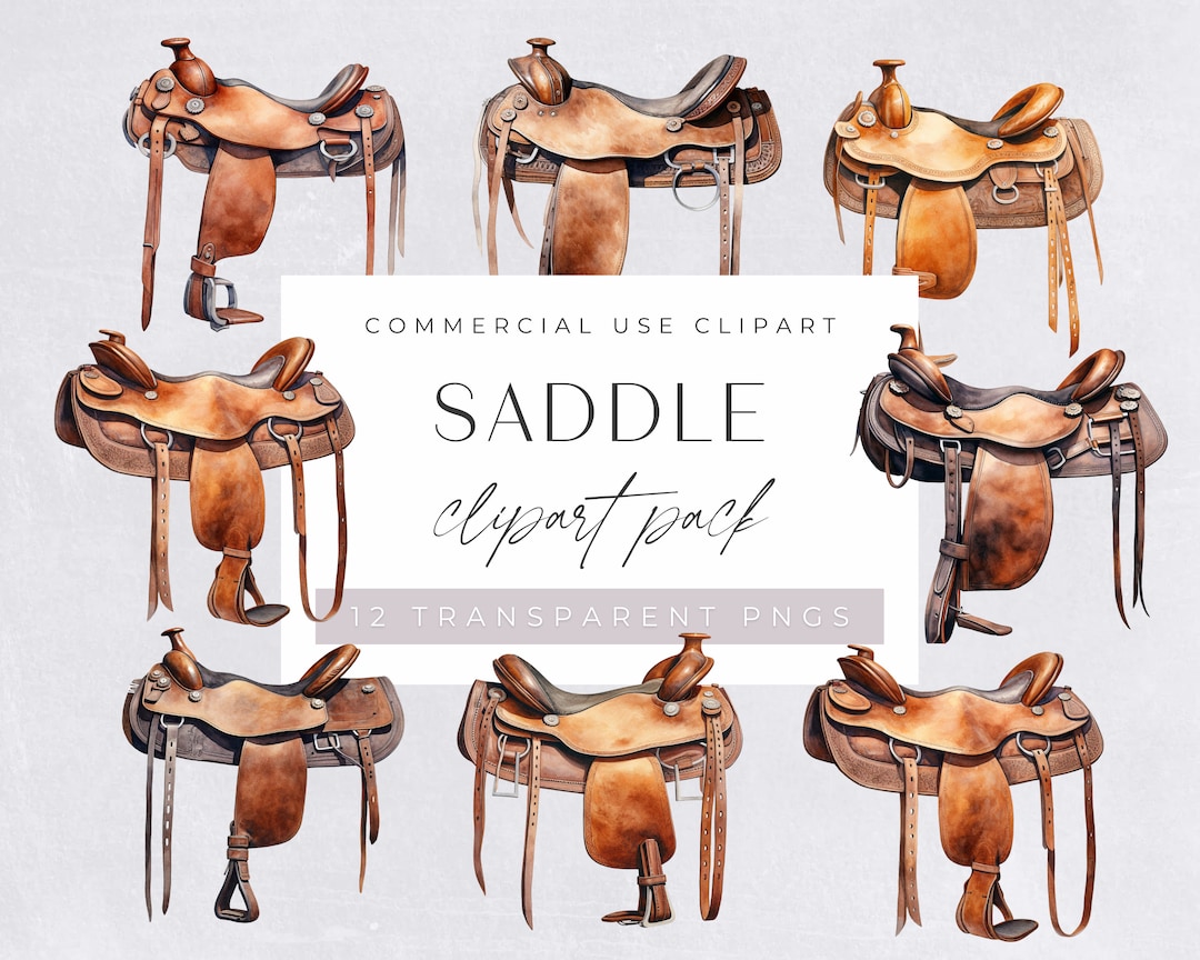 Cowboy Saddle Clipart, Horse Riding, Western, Watercolor, Wild West ...