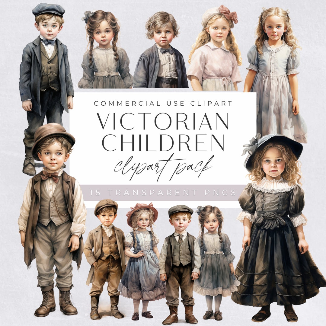 Victorian Children Clipart, Little Girl Clip Art, Vintage Little Boy ...
