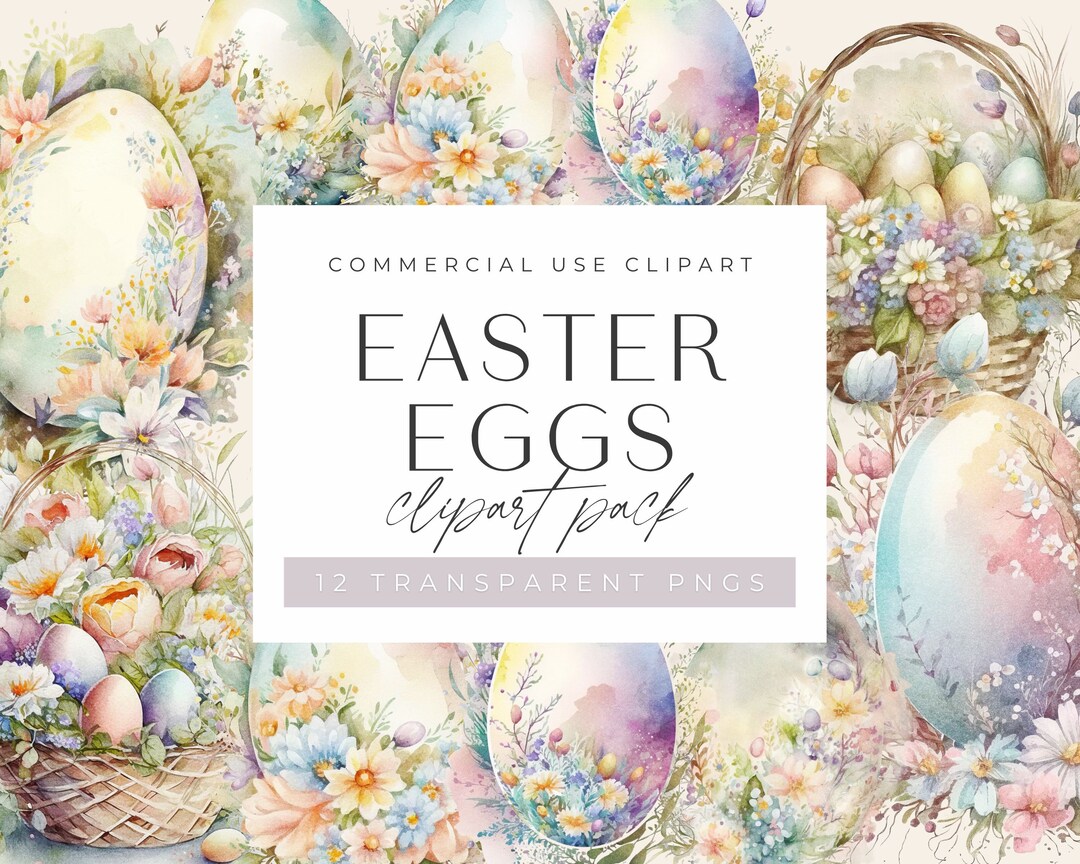 Watercolor Easter Eggs Clipart, Clipart for Commercial Use, Transparent ...